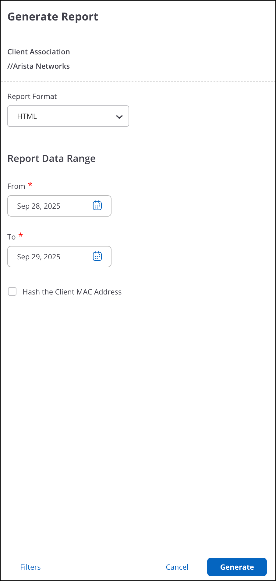 CloudVision CUE - Reports in CV-CUE - Arista